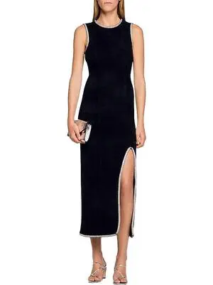 Sandro Embellished Velvet Dress - Black