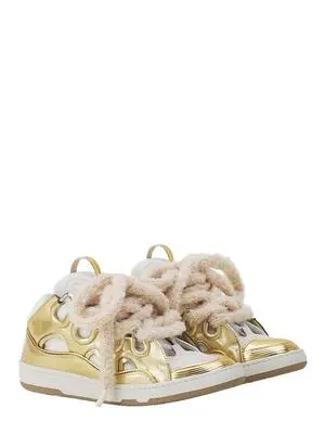 LANVIN Curb Metallic Leather Sneakers - Gold