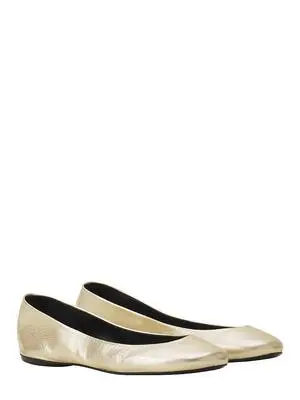LANVIN Ballerina Flat In Metallic Leather - Gold