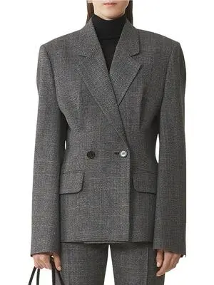 LANVIN Double-breasted Tailored Jacket - Dark Grey Melange