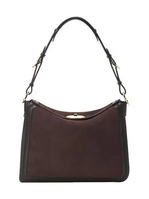 LANVIN Asymmetrical Suede Bag - Dark Mocha