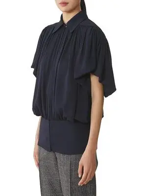 LANVIN Silk Georgette Top - Black Navy