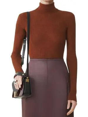 LANVIN Merino Wool And Silk Turtleneck Sweater - Chestnuts