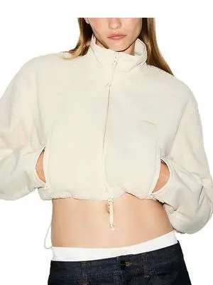 SKIMS Teddy Funnel Neck Cropped Jacket - Ecru