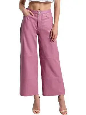 AS By DF Ruby Leather Wide Leg Jeans - Mauve