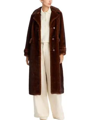 Herno Long Faux Fur Coat - Dark Brown