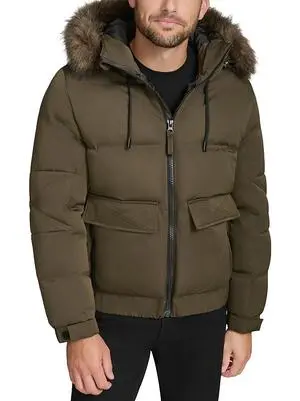 Andrew Marc Lithgow Bomber Jacket With Removable Hood - Jungle