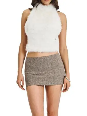 MISS CIRCLE Low-waisted Micro Skort - Taupe