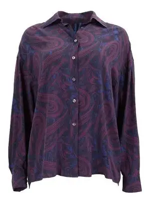 LORDS OF HARLECH Silk Oversized Blouse - Badalona Plum