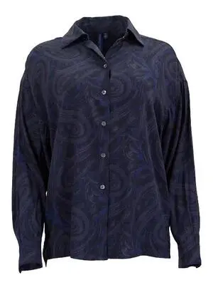 LORDS OF HARLECH Silk Oversized Blouse - Badalona Smoke