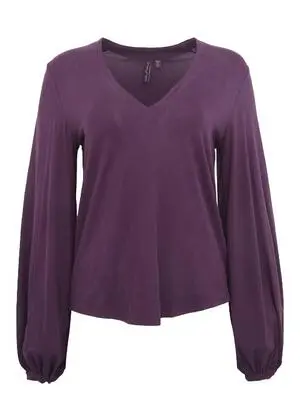 LORDS OF HARLECH Long Sleeve V-neck Top - Plum