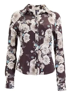 LORDS OF HARLECH Stephanie Stretch Knit Shirt - Serious Floral Black