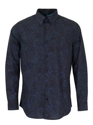 LORDS OF HARLECH Morris Button-up Shirt - Madrid Paisley Navy