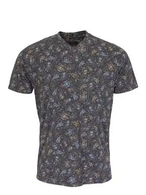 LORDS OF HARLECH Maze V-neck Tee - Madrid Paisley Smoke