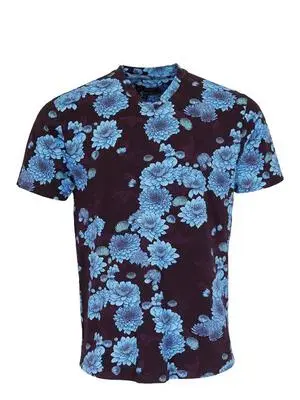 LORDS OF HARLECH Maze V-neck Tee - Serious Floral Plum