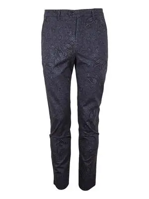 LORDS OF HARLECH Jack Flat Front Stretch Sateen Pant - Montgat Paisley Black