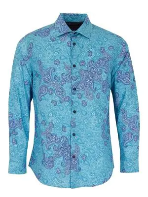LORDS OF HARLECH Nigel Button-up Shirt - Montgat Paisley Teal