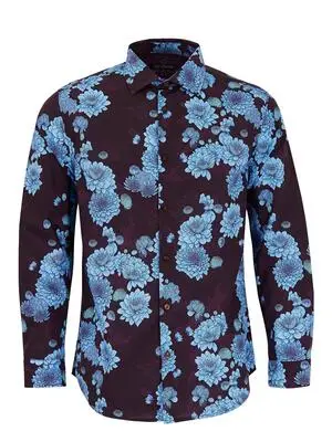 LORDS OF HARLECH Nigel Button-up Shirt - Serious Floral Plum
