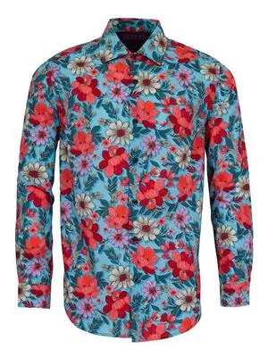 LORDS OF HARLECH Nicoli Button-up Shirt - Catalan Floral Teal