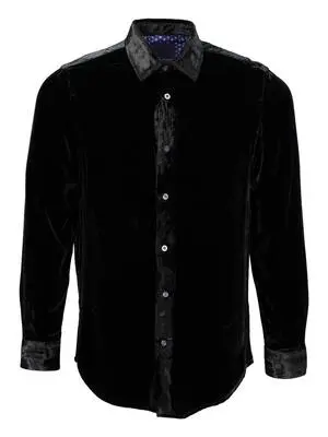 LORDS OF HARLECH Ned Button-up Velvet Shirt - Black