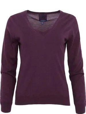 LORDS OF HARLECH Sasha Cashmere Blend V-neck Sweater - Plum