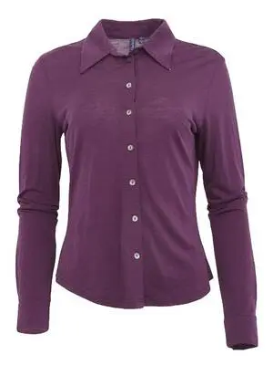 LORDS OF HARLECH Merino Wool Jersey Shirt - Plum