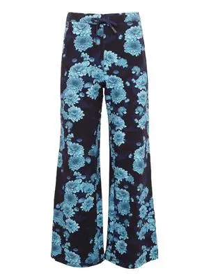 LORDS OF HARLECH Paige Wide Leg Brushed Knit Pant - Serious Floral Navy