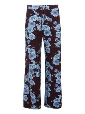 LORDS OF HARLECH Paige Wide Leg Brushed Knit Pant - Serious Floral Plum