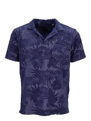 LORDS OF HARLECH Johnny Terry Towel Polo - Farm Floral Navy