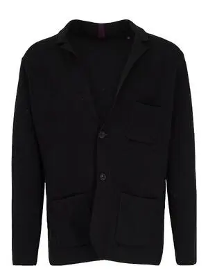 LORDS OF HARLECH Jacob Merino Wool Sweater Blazer - Black