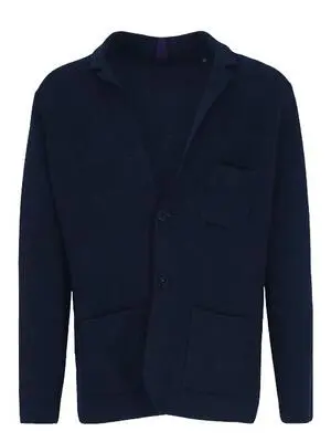 LORDS OF HARLECH Jacob Merino Wool Sweater Blazer - Navy