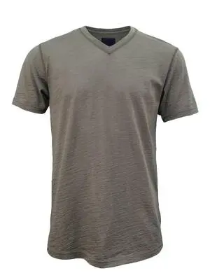 LORDS OF HARLECH Victor Extra Fine Merino Wool V-neck Shirt Sage