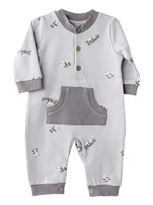 ANDY WAWA Panda Print Romper - Grey