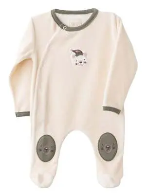 ANDY WAWA Bear Patch Sleepsuit - Ivory