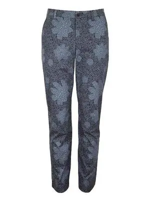 LORDS OF HARLECH Charles Stretch Twill Flat Front Pant - Floral Tiles Smoke