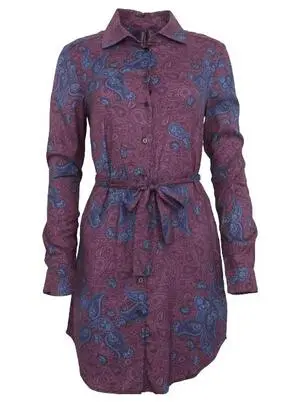 LORDS OF HARLECH Dorethy Stretch Viscose Shirt Dress - Montgat Paisley Plum