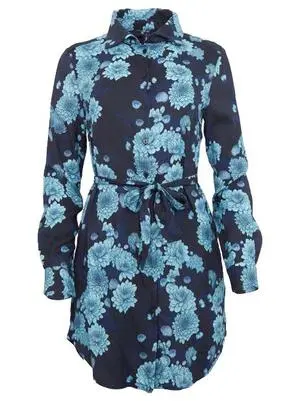 LORDS OF HARLECH Dorethy Stretch Viscose Shirt Dress - Serious Floral Navy