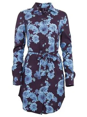 LORDS OF HARLECH Dorethy Stretch Viscose Shirt Dress - Serious Floral Plum