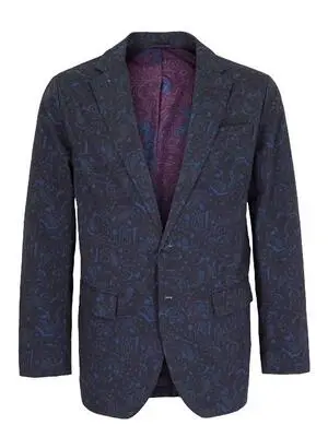 LORDS OF HARLECH Hadrian Stretch Cotton Blazer - Madrid Paisley Navy