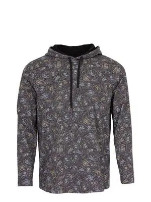 LORDS OF HARLECH Printed Lightweight Hoodie - Madrid Paisley Smoke