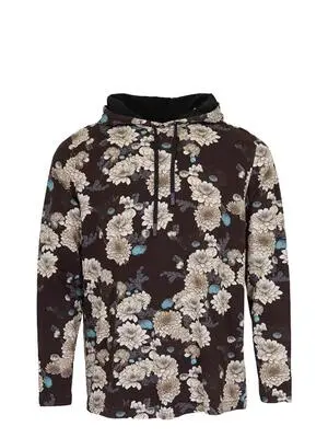 LORDS OF HARLECH Printed Lightweight Hoodie - Serious Floral Black
