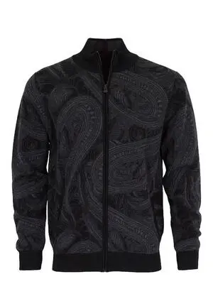 LORDS OF HARLECH Frederick Merino Wool Full Zip Cardigan - Badalona Charcoal