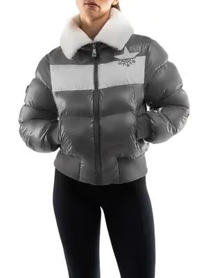 MALIBU SKI CLUB Apres Slick Bomber Jacket - Grey