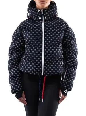 MALIBU SKI CLUB Ditsy Hooded Puffer Jacket - Navy