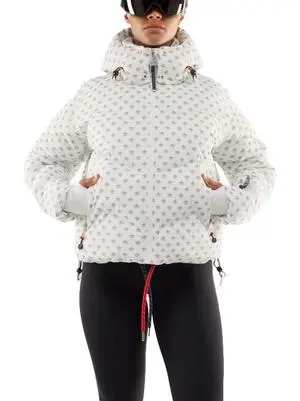 MALIBU SKI CLUB Ditsy Hooded Puffer Jacket - White