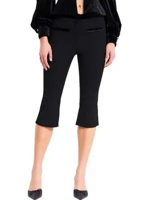MISS CIRCLE Kristy Velvet Decorating Flare Cropped Pants - Black