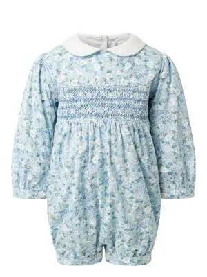 RACHEL RILEY Floral Smocked Babysuit - Blue