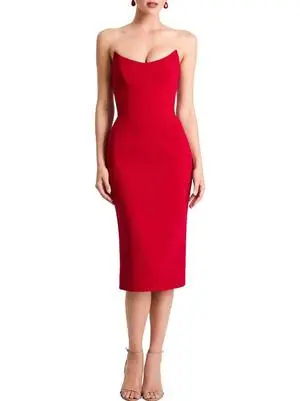 HELSI Strapless Cocktail Sheath Dress - Red