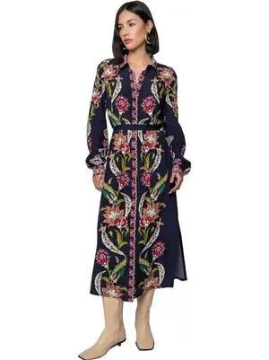 RAISHMA Remy Floral-paisley Print Shirt Dress - Black
