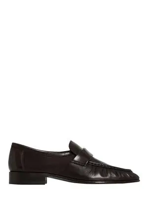 THE ROW Soft Loafer In Leather - Dark Brown